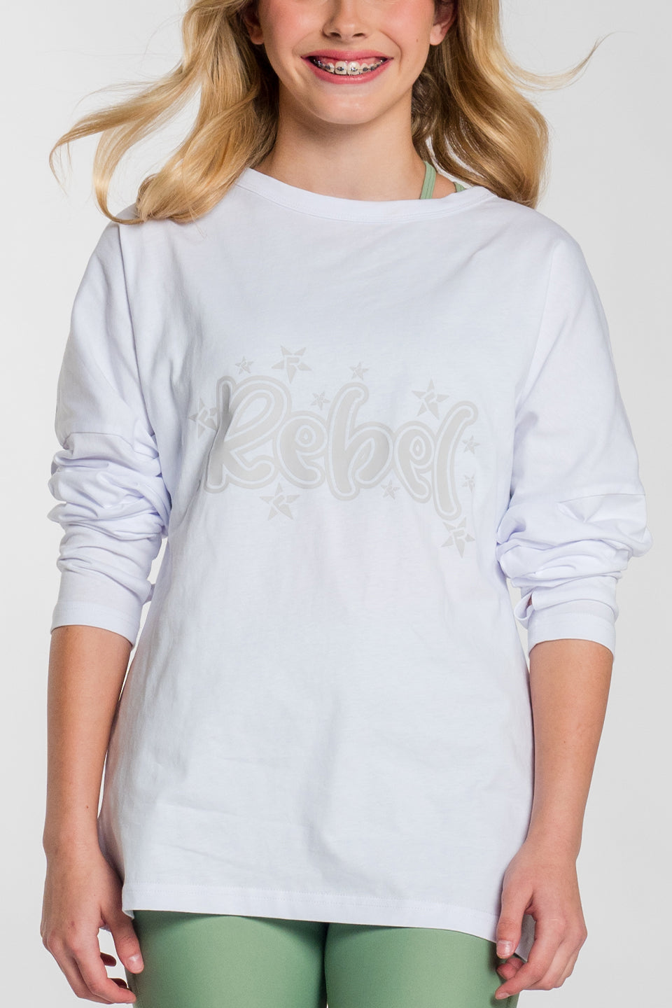 Rebel Lace Back Long Sleeve Top in White – Rebel Athletic