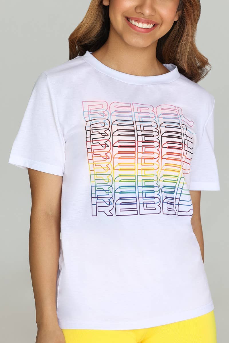 Unisex Rebel Rainbow Tee in White – Rebel Athletic